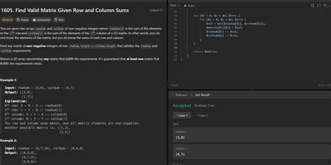 1605 Find Valid Matrix Given Row And Column Sums Dev Community