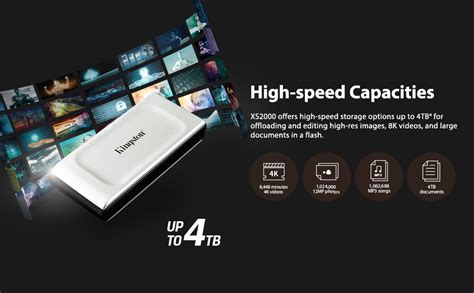 kingston xs2000 2tb high performance read write speeds up to 2 000mb s pocket sized portable