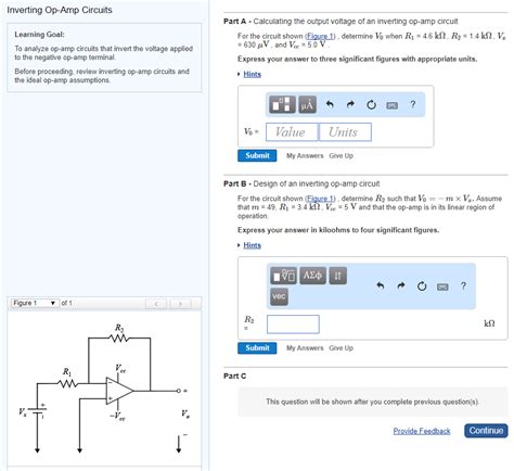 solved inverting op amp circuits part a calculating the