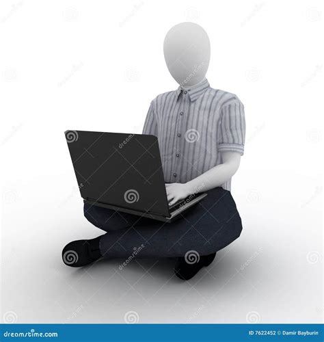 Human Working On Laptop Stock Illustration Illustration Of Handsome 7622452