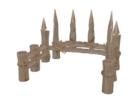 10 Wooden Spike Barricade Rough Wooden Palisade Section — 4 6