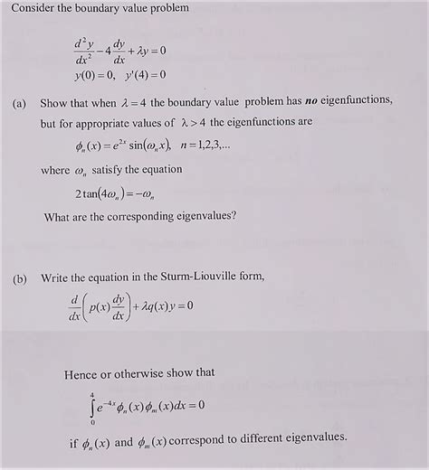 Solved Consider The Boundary Value Problem D2 Ydx2 4