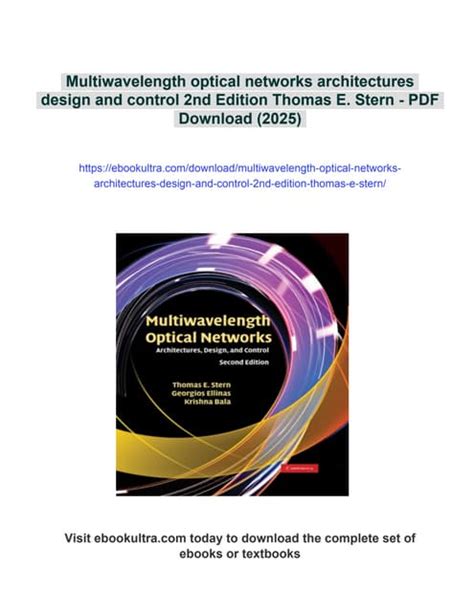 Multiwavelength Optical Networks Architectures Design And Control 2nd Edition Thomas E Stern Pdf
