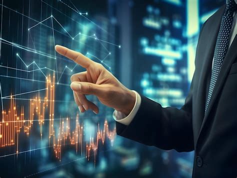 A Man Pointing At A Graph That Says Hand Pointing At A Graph Premium AI Generated Image