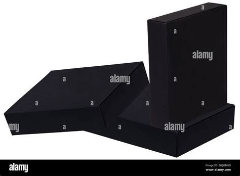Three Black Closed Rectangular Boxes Isolated On White Background