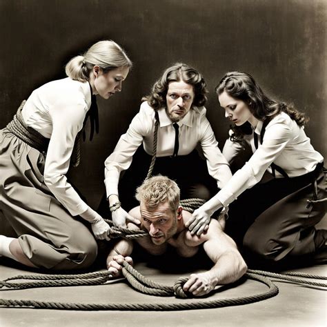 4 Ginger Women Holding A Man To The Ground To Tie By Nicostaud On
