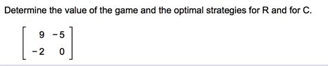 Solved Determine The Value Of The Game And The Optimal Chegg