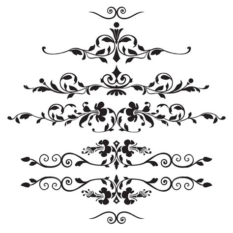Set Of Floral Ornaments Scroll Decorative Element Vector Scroll Decorative Element Png And