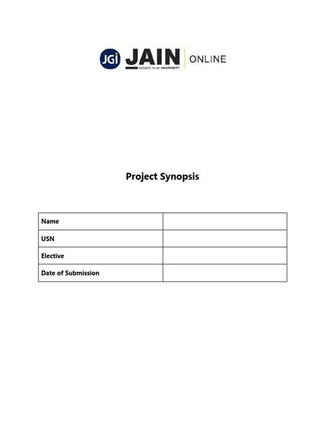 Project Synopsis Template 1 Pdf Educational Technology Information Technology Management