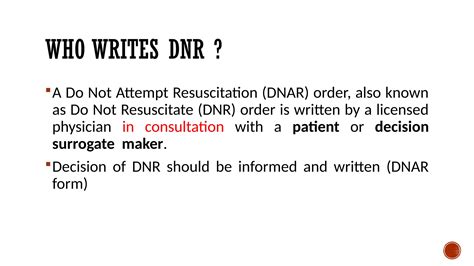 Do Not Resuscitate Dnr Understanding Its Meaning Implications And Ethical Considerations Pptx