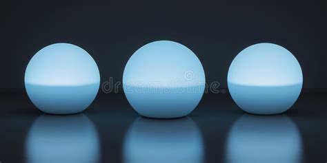 Three Spherical Objects Glowing With Blue Lights Are Shown Stock Image Image Of Phosphorescent