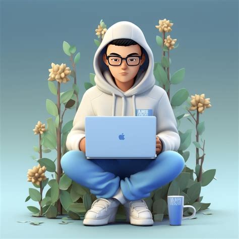 Premium Ai Image Happy Cartoon 3d Programmer Hacker Designer Characters