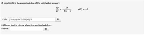Solved Find The Explicit Solution Of The Initial Value Chegg