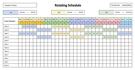 Free Printable Rotating Schedule Templates Word And Excel