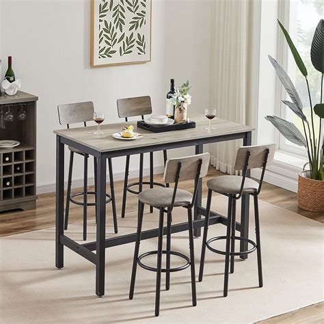 Oduwa Bar Table And Chairs Set For 4，5 Pieces Counter Height Bistro Pub