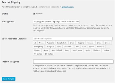 Woocommerce Restrict Shipping