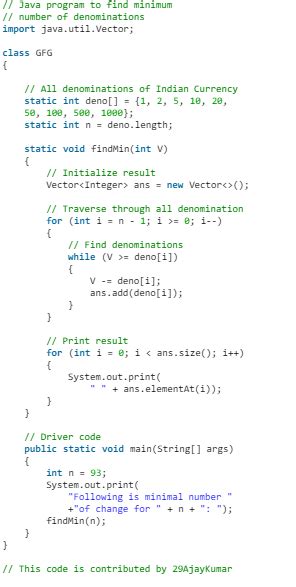 Greedy Algorithm To Find Minimum Number Of Coins Algorithms