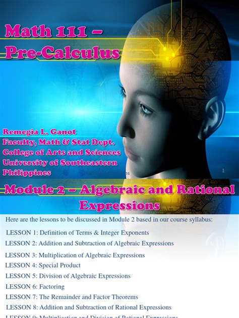 Module 2 Part 2 Algebraic And Rational Expressions Pdf