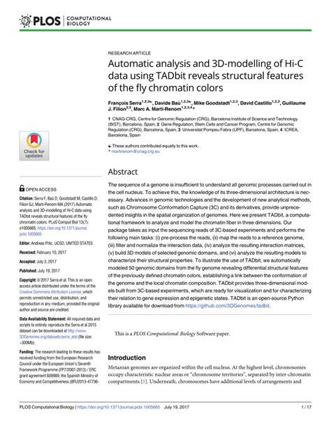 Pdf Automatic Analysis And 3d Modelling Of Hi C Data Using Tadbit