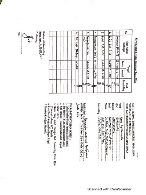 Kartu Kendali Bimbingan Skripsi Pdf
