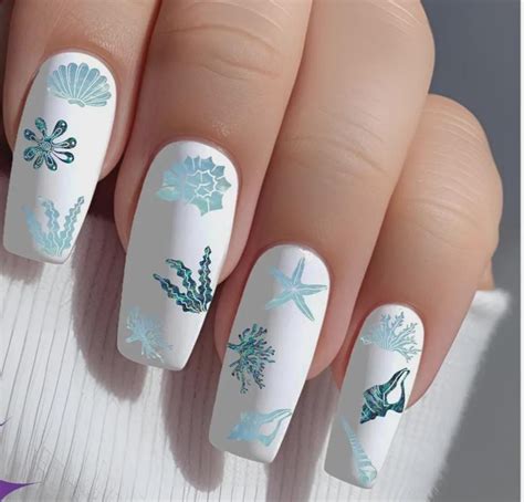 Seashell And Coral Nail Decals Tropical Waterslide Nail Art 180pc Etsy