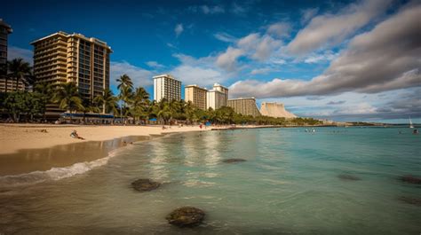 하와이 와이키키 해변 하와이 호놀룰루 사진 하와이 호놀룰루 배경 일러스트 및 사진 무료 다운로드 Pngtree