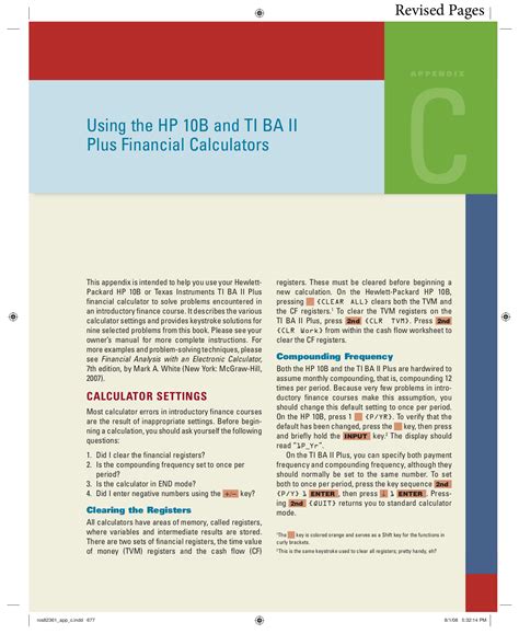 PDF Manual For TI Calculator BA II PLUS