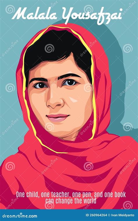 Malala Yousafzai Illustration Activist For Female Education Editorial