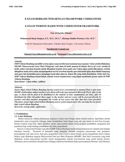 E Exam Berbasis Web Dengan Framework Codeigniter E Exam Website Based With Codeigniter Framework