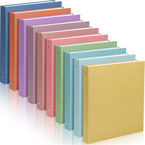 Ctosree 10 Pcs Heavy Duty 3 Ring Binder With 2 Pockets Multicolor Hardcover Binders