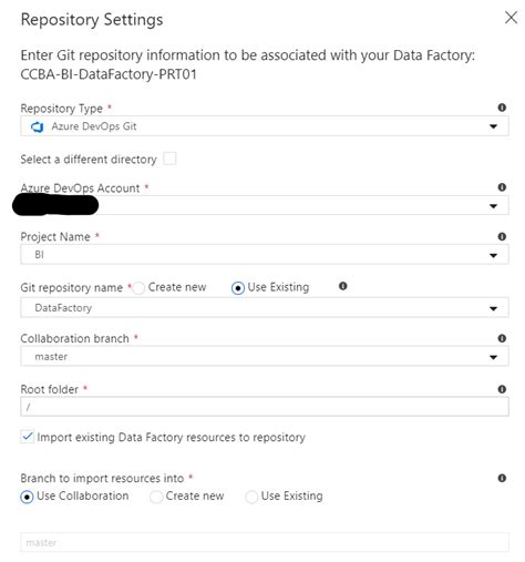 how to resolve no access in azure data factory 2 to azure devops