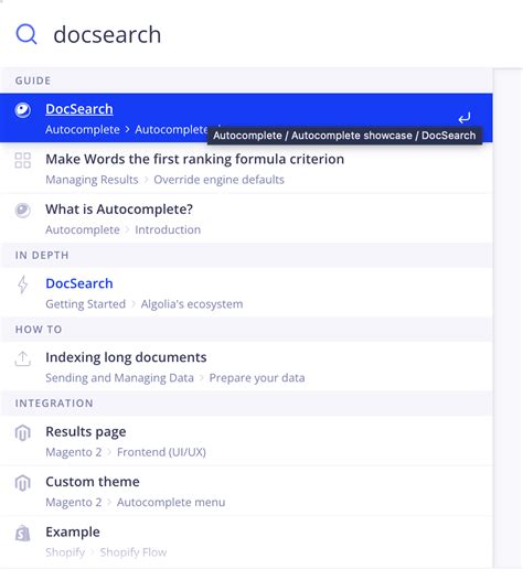 Docsearch How Do I Get My Search Results Grouped In The Guide In