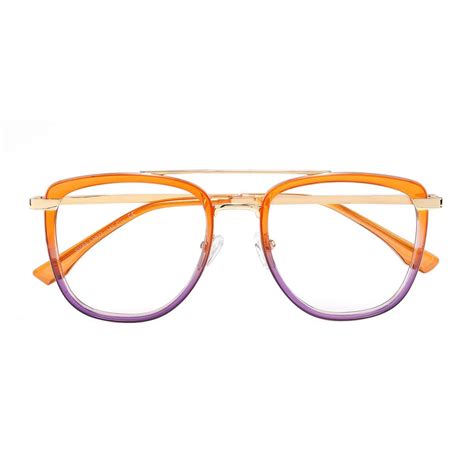 95589 Oval Aviator Orange Eyeglasses Frames Leoptique