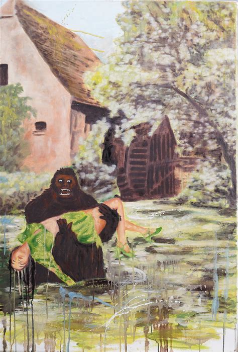 Vintage Pop Art Captive Wild Woman Hollywood Movie Original Landscape Painting Evelyn Ankers