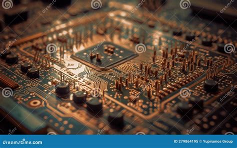 Abstract Pattern Of Computer Circuit Board Shows Technological Complexity And Progress Generated