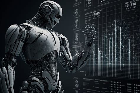Future Business 3d Technology Robot And Stock Chart Traders Stock Chart Analysis To Beat The