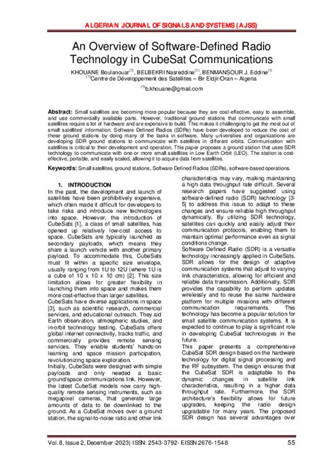 Pdf An Overview Of Software Defined Radio Technology In Cubesat Communications