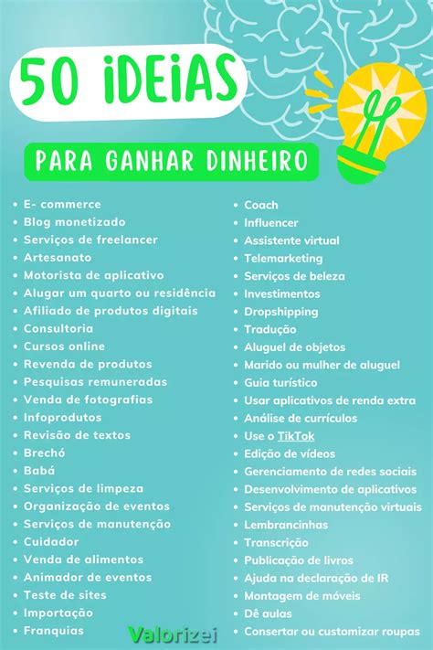 50 Ideias Para Ganhar Dinheiro E Faturar Uma Renda Extra Valorizei