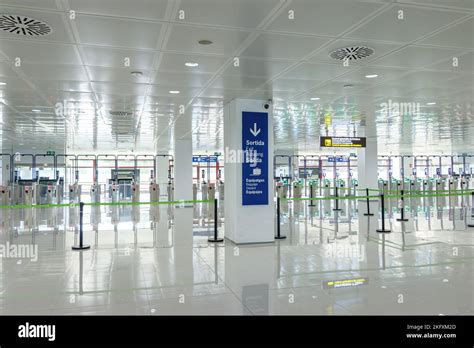 Automated Security Barrier Gates At Passport Control In The Terminal At