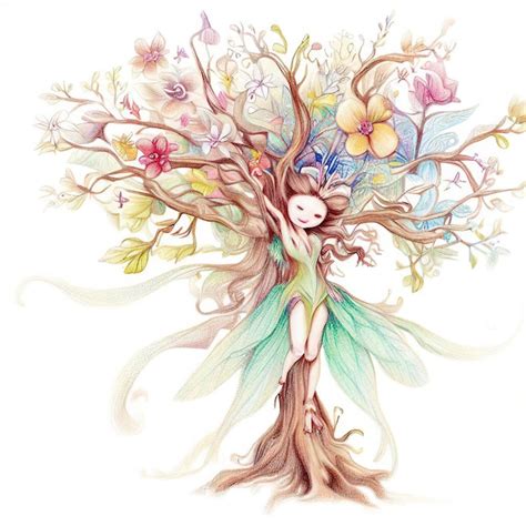 Premium Ai Image A Fairy Tree With A Flowery Tree In The Center