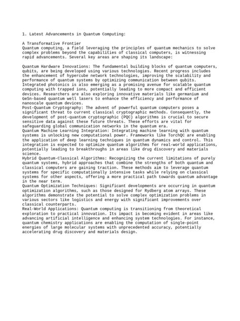 Advancement In Quantum Computing Pdf Quantum Computing Computing