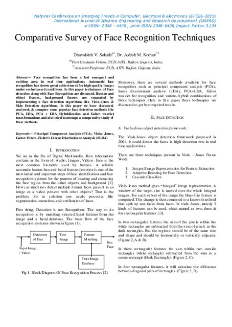 Pdf Comparative Survey Of Face Recognition Techniques Editor Ijaerd