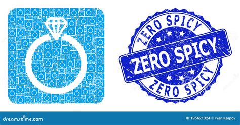 Textured Zero Spicy Round Watermark And Recursion Diamond Ring Icon Collage Stock Vector