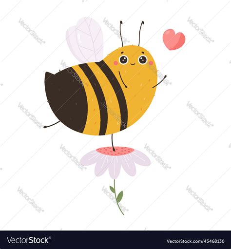 Cute Bee Dancing On A Flower Royalty Free Vector Image