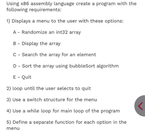 Solved Using X86 Assembly Language Create A Program With The