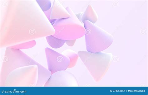 Abstract Background With Geometric Shapes 3d Render Holographic Cones With Matte Gradient
