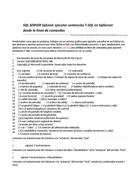 Sql Server Sqlcmd Descargar Gratis Pdf Servidor Sql De Microsoft