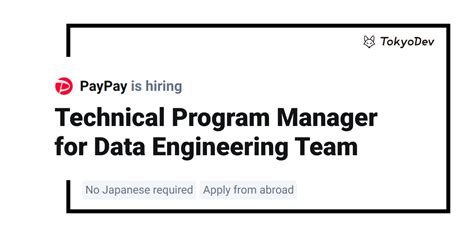 Technical Program Manager For Data Engineering Team Paypay Tokyodev