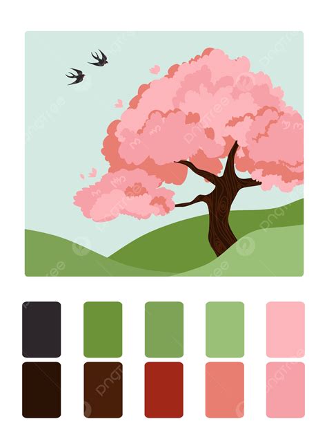 Color Card Pink Tree Swallow Pink Blue Colour Spring Png And Vector