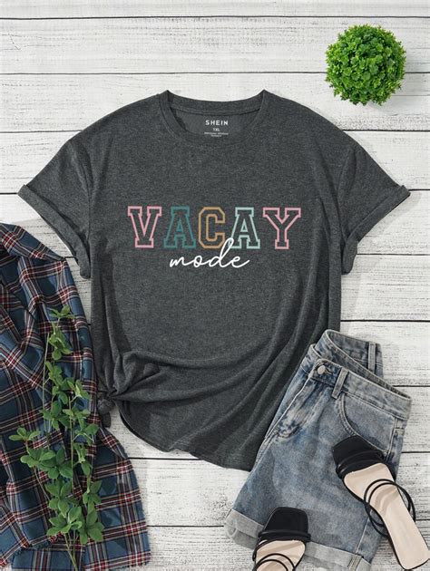 Shein Lune Plus Letter Graphic Tee Shein Usa